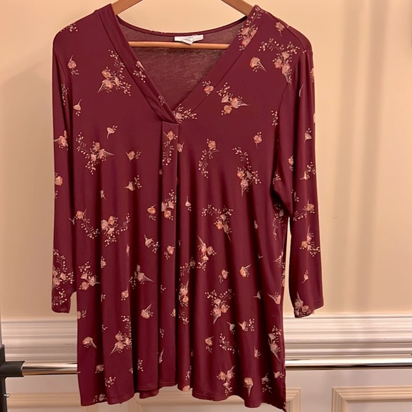 croft & barrow | Tops | Croft Barrow Womens Xl Maroon Color With Floral ...